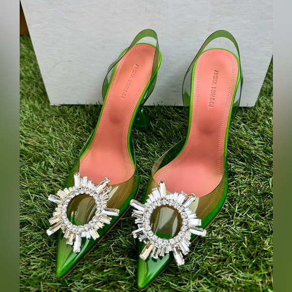 Green Amina Muaddi Shoes